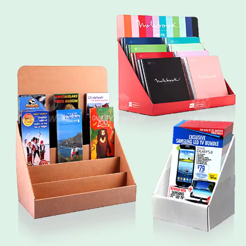 3 Tiered Book Cardboard Book Display Rack HF-39314 - TopWon